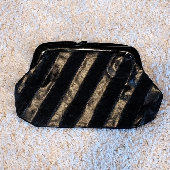 Made in Italy | Bags | Fun Vintage Black Leather And Suede Clutch Purse ...